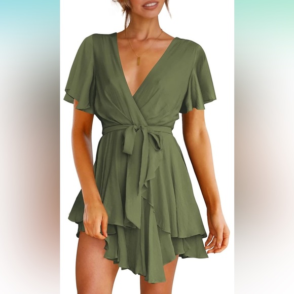 Amazon | Dresses | Amazon Ruffled Wrap Dress | Poshmark